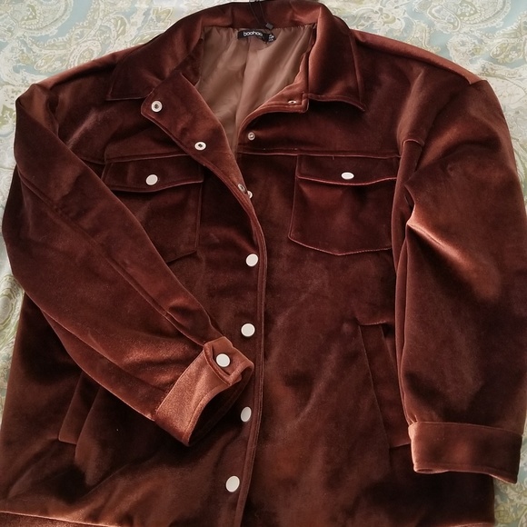 Boohoo - Oversized Velvet Trucker Jacket | Jackets & Coats | Boohoo ...